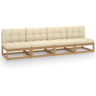 vidaXL Canap&eacute; 4 places de jardin avec coussins Bois de pin massif