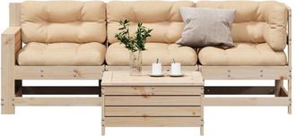 vidaXL Salon de jardin 4 pcs avec coussins Bois de pin massif vidaXL
