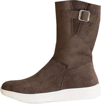 Generic TDEOK Bottes dhiver pour femme - Doubl&eacute;es en daim - Bottes mi-hautes - Bottes dhiver plates et antid&eacute;rapantes - Bottes longues chaudes pour lext&eacute;rieur