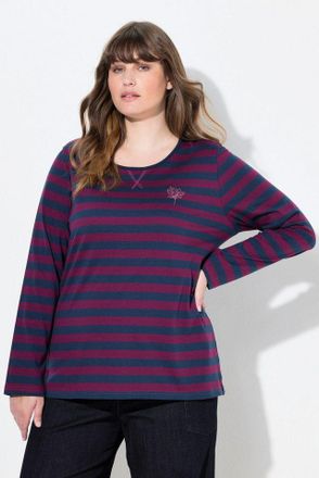 Ulla Popken Longsleeve Shirt Ringel Rundhals Langarm Biobaumwolle