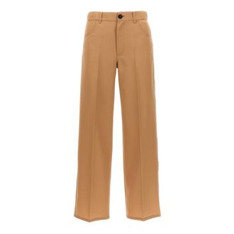 Jil Sander Femme, Pantalons, Beige, Taille: 42 FR Pantalon Jambe Large