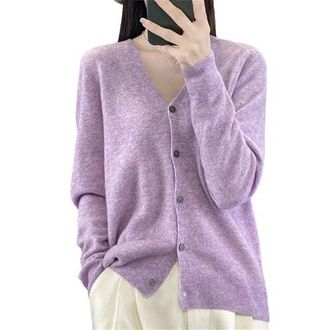 Generic Pull en laine m&eacute;rinos pour femme 100 % tricot col en V Version cor&eacute;enne polyvalente Hiver Cachemire, Wq015 Jia Huazi, XS