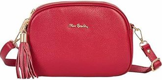 Pierre Cardin Grand sac pour femme en cuir véritable, multifonction, élégant, fabriqué en Italie, Rubis