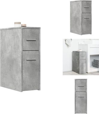 vidaXL Badschrank Schmal mit Rollen Betongrau Holzwerkstoff - Schmaler Badezimmerschrank - Badezimmerschrank Schmal - Schmale Badezimmerschränke - Hoher