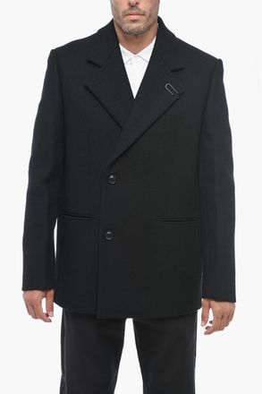 Off-white TAILORING Zweireihiger Mantel BASIC aus Wollmischung Off-White