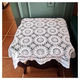 Generic Handgefertigte Vintage-H&auml;keltischdecke, Quadratische Spitzendeckchen, Tischdecke Aus Baumwolle(White,80x80cm(31x31in))