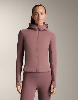 Oysho Wattierte Jacke in Rosa-Mauve mit vulkanischer Fellex-F&uuml;llung-Gr&uuml;n