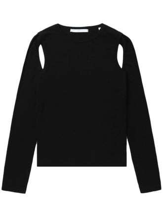 Helmut Lang pull en maille fine à découpes - Noir