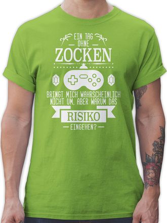 Shirtracer T-Shirt Herren - Nerd Geschenke - EIN Tag ohne Zocken - XL - Hellgr&uuml;n - Tshirt Game geekshirt zocker Gamer Shirt nerdige Shirts Geek Gaming f&uuml;r m&auml;nner