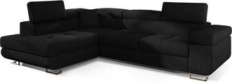 Les Tendances Les Tendances - Canap&eacute; dangle gauche convertible tissu noir Marka 275cm