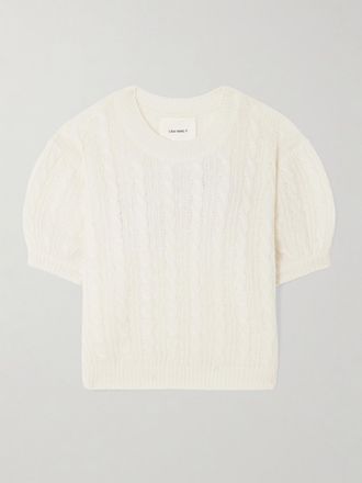 Lisa Yang Pull À Manches Courtes En Cachemire Et Soie Mélangés À Mailles Torsadées Kenzie - Crème