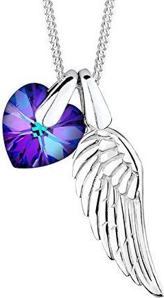 Elli Collier Femme Pendentif Coeur Aile de Précieux Cristal en Argent Sterling 925