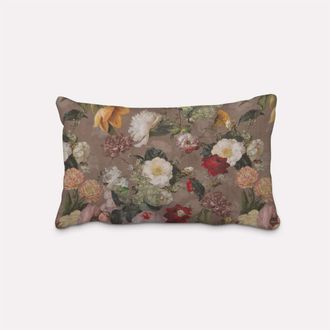 Sch&ouml;ner Leben Kissenh&uuml;lle Samt Vintage Rosen Blumen braun, Gr&ouml;&szlig;e:30x50cm (HxB)