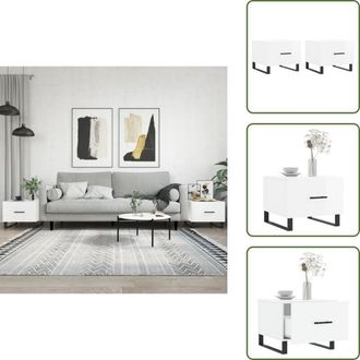 vidaXL Couchtische 2 Stk. Hochglanz-Wei&szlig; 50x50x40 cm Holzwerkstoff - Elegante Couchtische - Wohnzimmerstil - Holzwerkstoff M&ouml;bel - Couchtisch Set - Wei&szlig;er