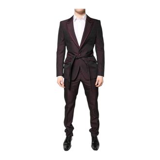 Dolce & Gabbana Burgunder Slim Fit Formeller Anzug - - Suits - Herren - Braun - M