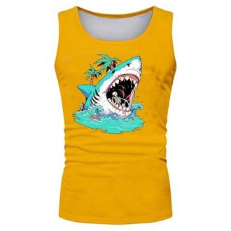 Generico T-shirt d&eacute;t&eacute; hawa&iuml;en sans manches pour homme en coton, t-shirt muscle chemise de plage l&eacute;g&egrave;re &agrave; bretelles sans manches ample, citronier, 5X-Large