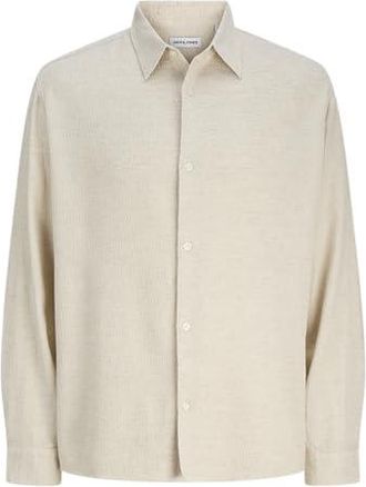 Jack & Jones Jjleo Jacquard Shirt Ls, Beige Clair, XXL Hommes