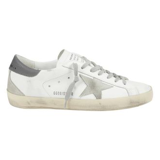 Golden Goose Homme, Chaussures, Blanc, Taille: 44 EU Baskets grises en cuir avec patch &eacute;toile