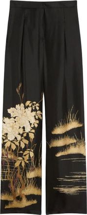 Max Mara Femme, Pantalons, Noir, Taille: 36 FR Pantalon Large &agrave; Imprim&eacute; Plac&eacute;