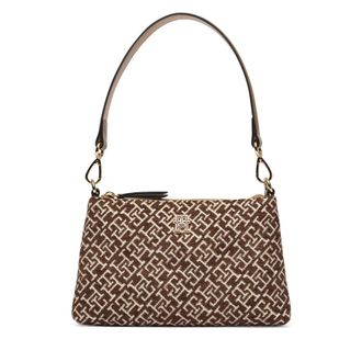 Tommy Hilfiger Handtasche Tommy Hilfiger Th Jacquard Mini Shoulder Bag AW0AW19006 Braun