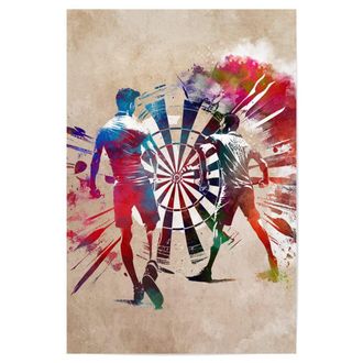 artboxONE Poster 150x100 cm Sport Zwei Dartspieler hochwertiger Design Kunstdruck - Bild Dart Dart dartscheibe