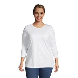 Lands End Supima-Shirt mit 3/4-&Auml;rmeln, Damen, Gr&ouml;&szlig;e:56-58 plus, Wei&szlig;, Baumwolle, by Lands End