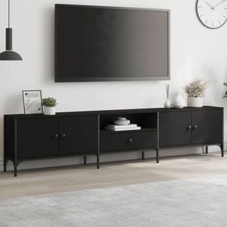 vidaXL Meuble tv avec tiroir noir 200x25x44 cm bois ding&eacute;nierie Vidaxl
