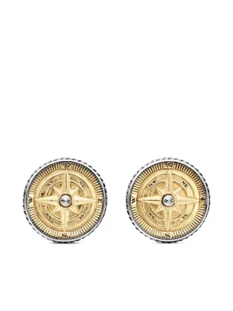 David Yurman 18kt Maritime Compass Gelbgold- und Sterlingsilbermanschettenkn&ouml;pfe mit Diamant 16mm