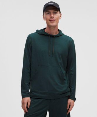 lululemon Soft Jersey Hoodie f&uuml;r M&auml;nner - Gr&ouml;&szlig;e 2XL in Heathered Rainforest Green/Heathered Indochine Blue