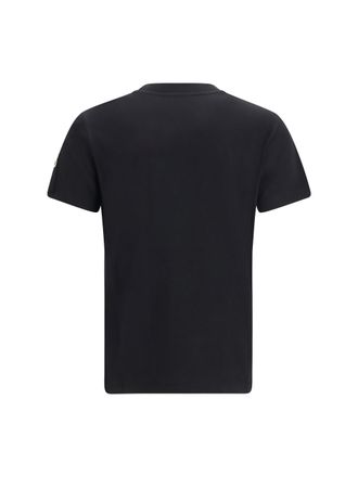 Moncler Womens Cotton T-Shirt With A Tone On Embroidered Logo Black T-Shirts And Polos