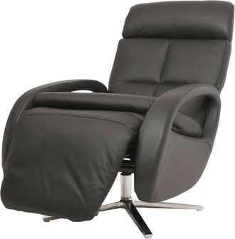 Hhg Relaxsessel HHG 399, Design Fernsehsessel TV-Sessel Liegesessel, Liegefunktion drehbar, Voll-Leder schwarz