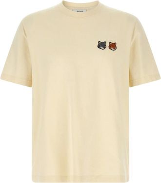 Maison Kitsun&eacute; Homme, Tops, Beige, Taille: XL Cotton Jersey T-shirt