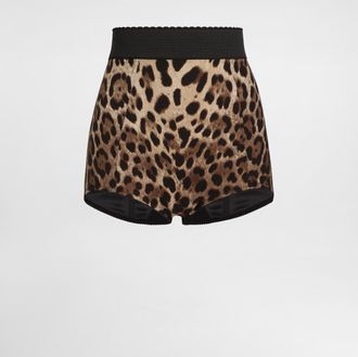 Dolce & Gabbana Culotte Aus Charmeuse Leoprint - Frau Hosen Und Shorts Animalprint Seide 50