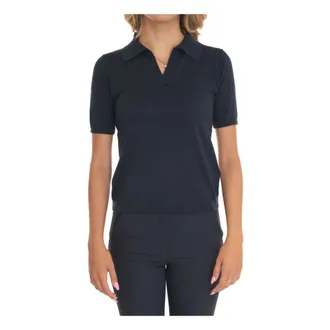 Max Mara Femme, Tops, Bleu, Taille: 40 FR Polo en Soie et Coton