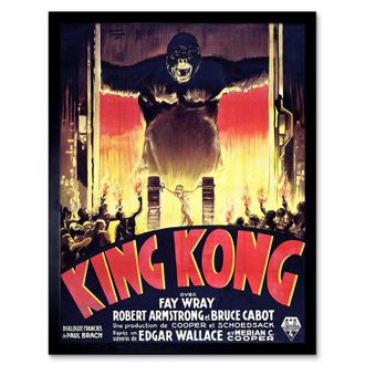 Wee Blue Coo Film King Kong Horror Monster Art Print Framed Poster Wall Decor Kunstdruck Poster Wand-Dekor-12X16 Zoll