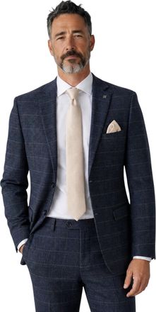 PAUL ANDREW Herren-Blazer aus marineblauem Tweed mit Fischgr&auml;tmuster und Karomuster - Harris