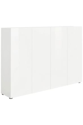 home24 Schuhschrank Mister, Wei&szlig;, Holzwerkstoff, 10 F&auml;cher, 160x115x34 cm, erweiterbar, Typenauswahl, Beim&ouml;bel erh&auml;ltlich, Garderobe, Schuhaufbewahrung, Schu