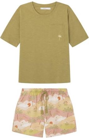 Women'secret Pyjama Court Weekly Sunshine Ensemble de Pijama, Bright Olive, L Femme
