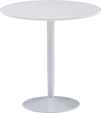 Möbelando Esstisch Rund 75x75x74 cm Kleiner Küchentisch Weiß Hochglanz | Runder Esszimmertisch 2 Personen | Moderner Frühstückstisch Küche | Tisch Esszimmer Kle