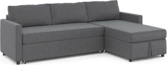 IDMarket Idmarket - Canapé dangle convertible noah avec méridienne coffre en tissu gris anthracite