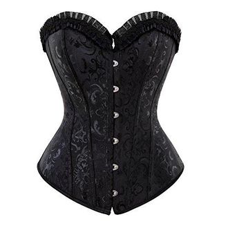 Grebrafan Corset de Taille Broderie Bustier Grande Taille (EU(36-38) L, Noir)