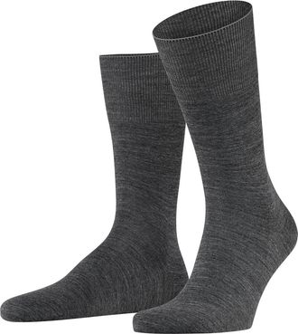 Falke Herren Socken Airport, Merinowolle Baumwolle, 1 Paar, Grau (Dark Grey 3070), 49-50