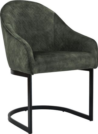 Clp Esszimmerstuhl gepolstert Jarik, Freischwinger Stuhl mit Samtbezug und pulverbeschichtetem Metallgestell, Sessel bis 140 kg belastbar, Farbe:dunkelgrü