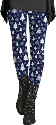 Generic HUIFUAO Legging de Noël pour femme - Motif bonhomme de neige et Père Noël - Pantalon de yoga amusant - Taille haute - Pantalon de sport - Taille haute