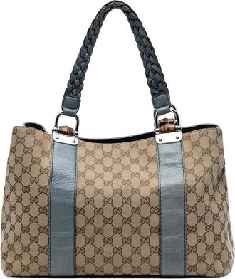 Gucci Shopper - Medium GG Canvas Bamboo Libeccio Tote - Gr. unisize - in Braun - für Damen