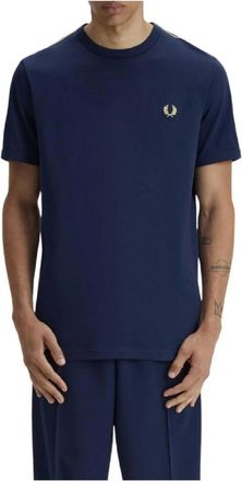Fred Perry Homme, Tops, Bleu, Taille: L Contrast Tape Ringer T-Shirt