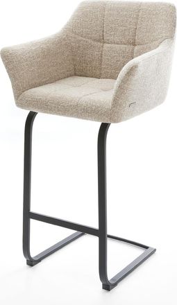 DELIFE Barstuhl Yulo-Flex Webstoff Soft Beige Freischwinger Flach Metall Schwarz, Barst&uuml;hle