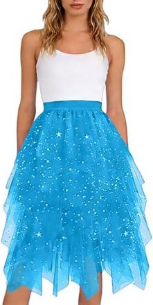 Generic Jupe en tulle longue bouffante pour femme - Costume de carnaval des ann&eacute;es 50 - Jupe en maille avec costume &eacute;lastique - Robe de carnaval - Robe de f&eacute;e