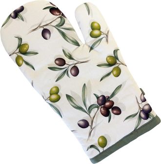 Ambiente Ofenhandschuh Isolierhandschuh 30 x 18 cm Baumwolle mit Isolierschicht innen Oliven Serie Delicious Olives Mediterran