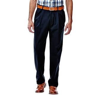Haggar Pantalon de Travail pour Homme en sergé sans Repassage - Tailles Standard et Grandes Tailles, Bleu Marine, 38W / 30L